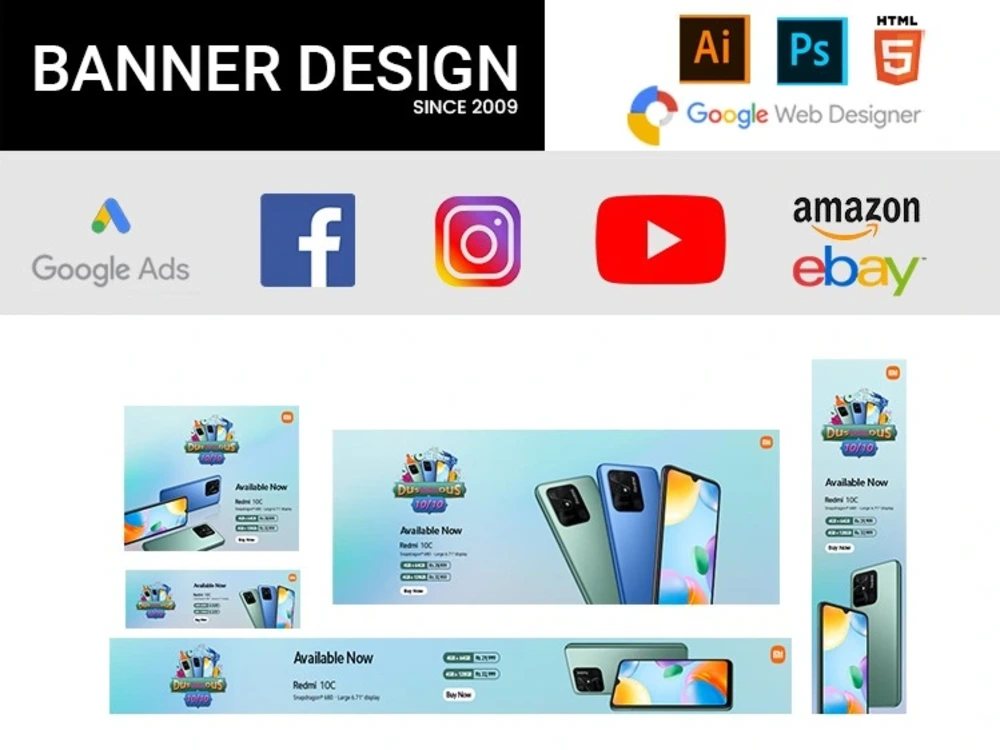 Interactive web banners for Google, facebook, instagram and youtube ...