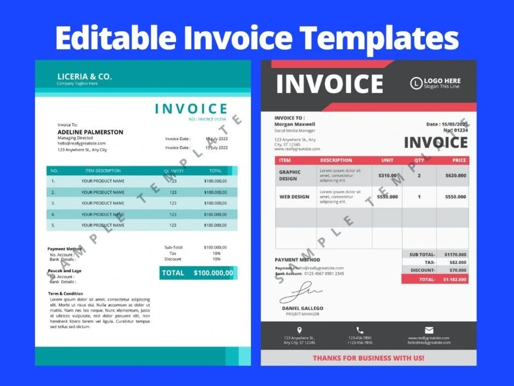 Editable Invoice Template for your business | Upwork