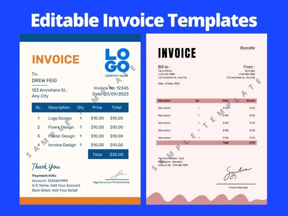 Editable Invoice Template for your business | Upwork