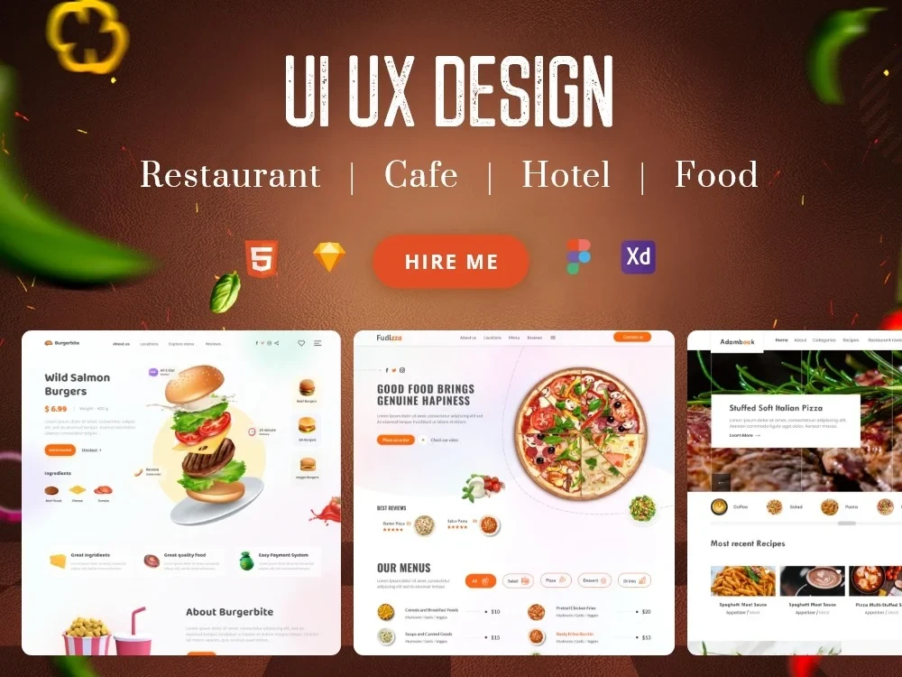 Restaurant or cafe UI/UX design, web UI or landing page UI design in Figma | Upwork
