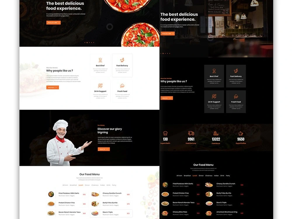 Restaurant or cafe UI/UX design, web UI or landing page UI design in ...