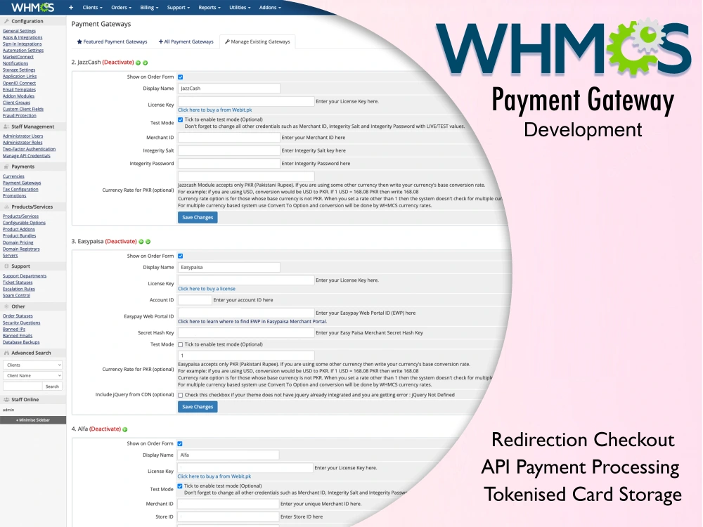 A custom WHMCS payment gateway module | Upwork