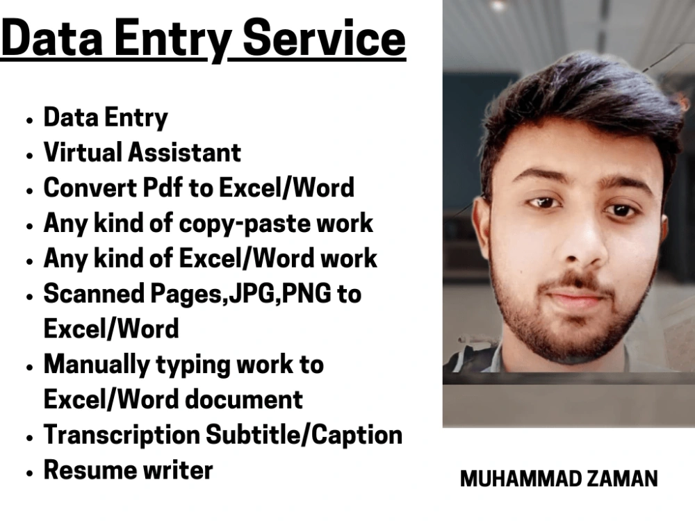 An amazing data entry,transcription,subtitle/Caption,Resume writing ...