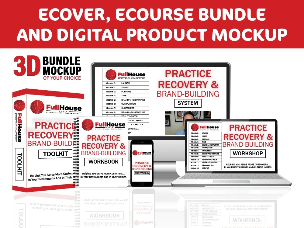 Ecover, ecourse bundle and digital product mockup design | Upwork