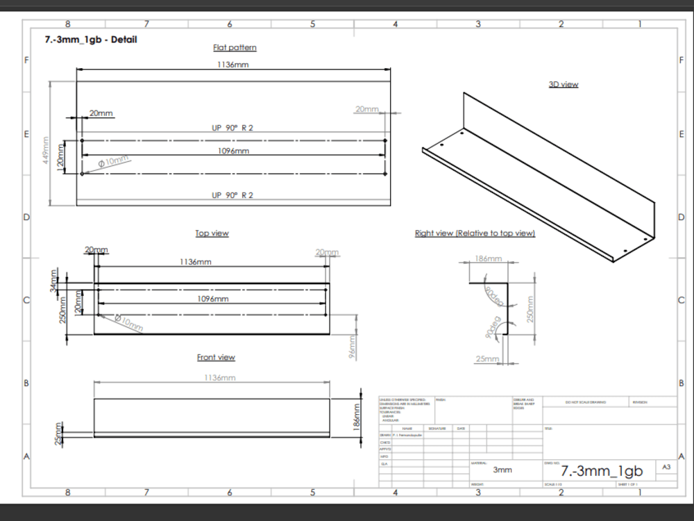 Sheet metal design with 3D model, technical drawing, ready to cut Dxf ...