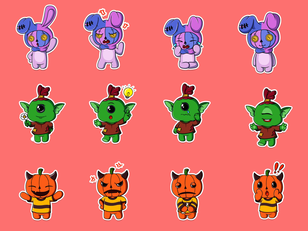 Cute simple vector cartoon character for stickers | Upwork