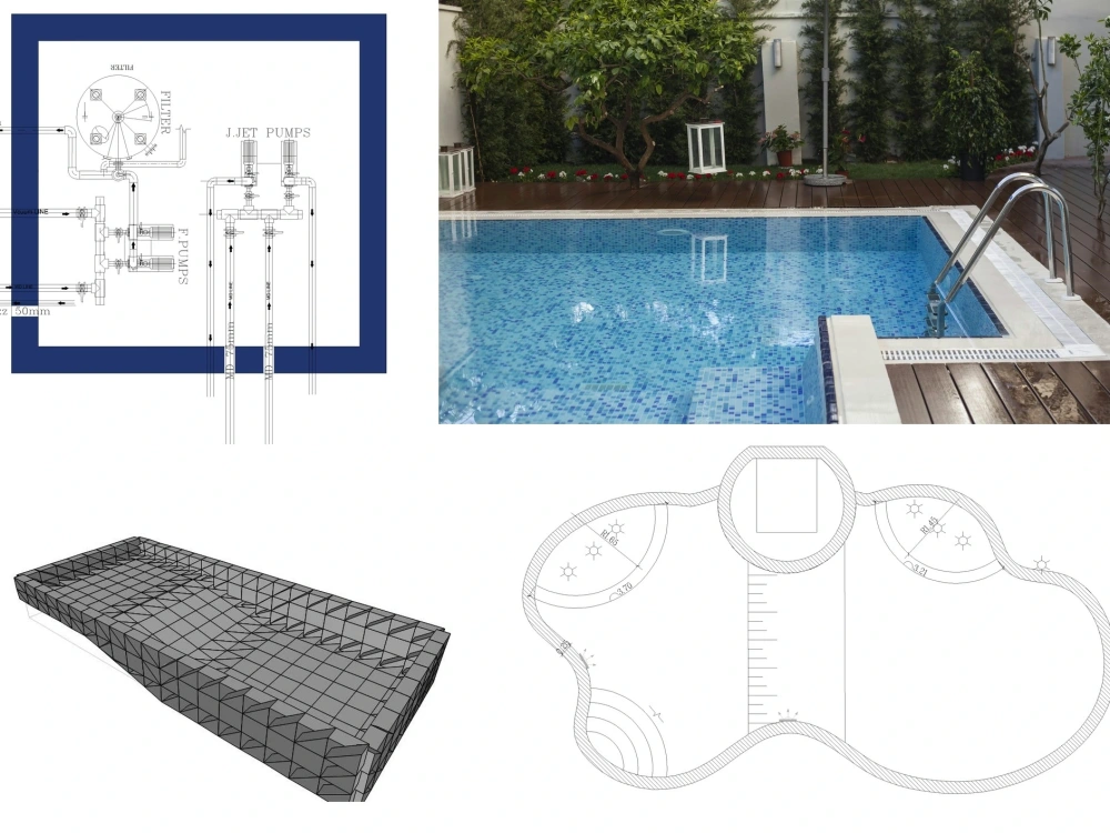 Swimming pool architectural site plan and landscape design | Upwork