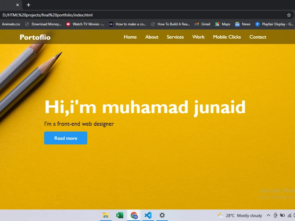 A reponsive portfolio website made with HTML CSS and JS | Upwork