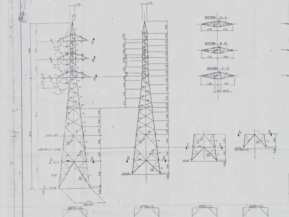 3D model & shop drawings of transmission & telecom tower, Steel ...