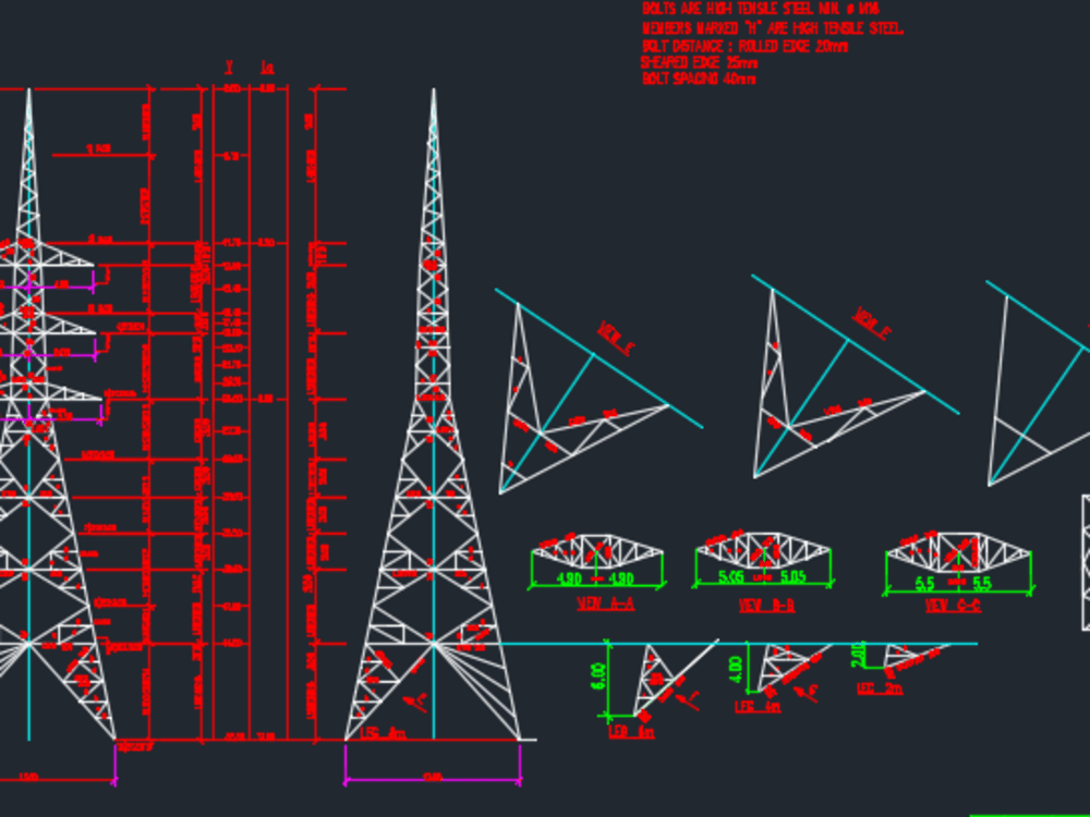 3D model & shop drawings of transmission & telecom tower, Steel ...