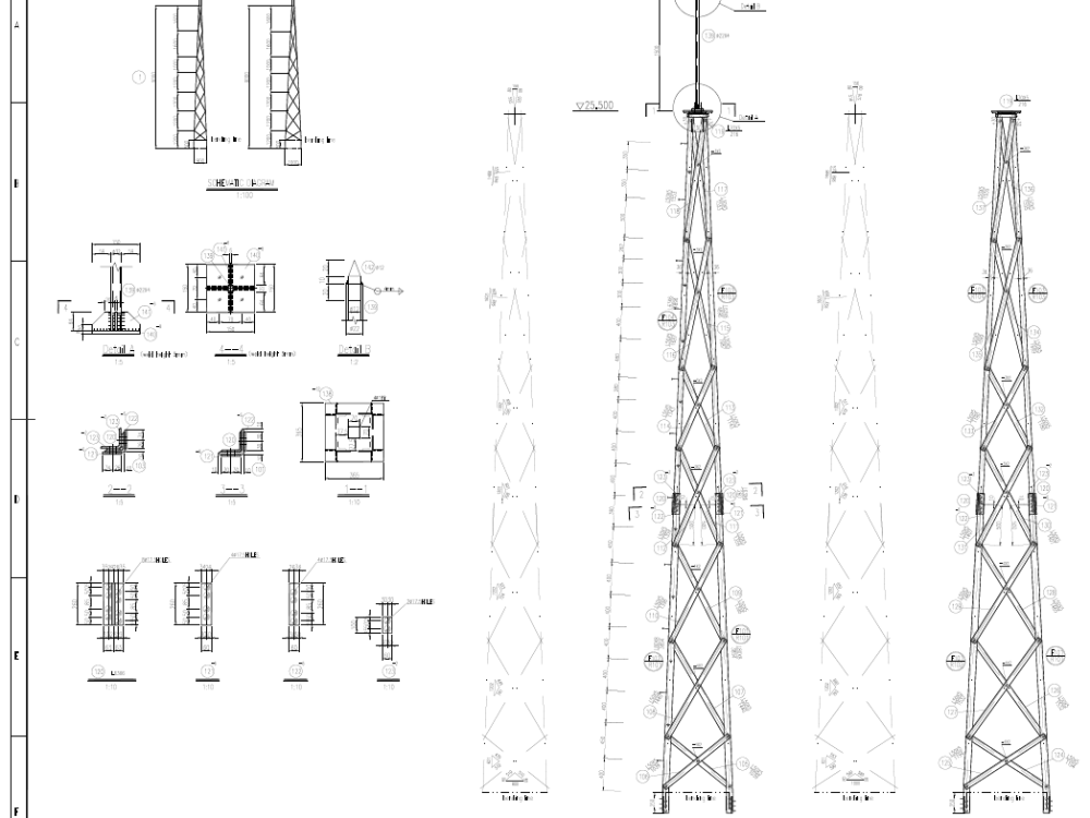 3D model & shop drawings of transmission & telecom tower, Steel ...