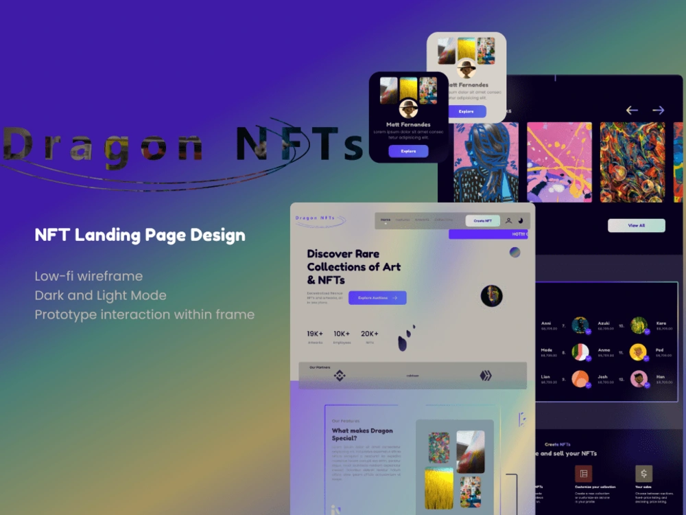 NFT UI Design, Landing Pages, Dashboard Design, with clickables ...