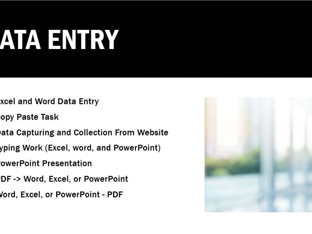 Data entry work completed | Converting files, Retyping, Excel Work | Upwork