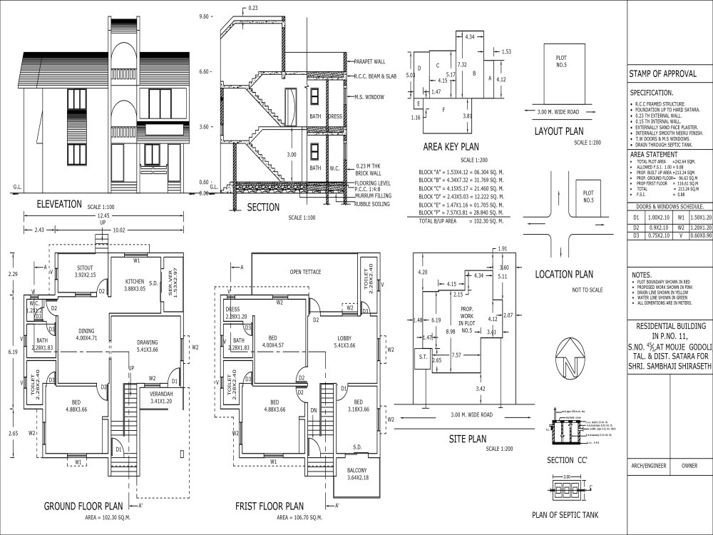 An Autocad drawing floor plan/elevation or section from a sketch image ...