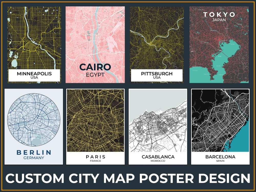 A custom city map poster or region map poster | Upwork