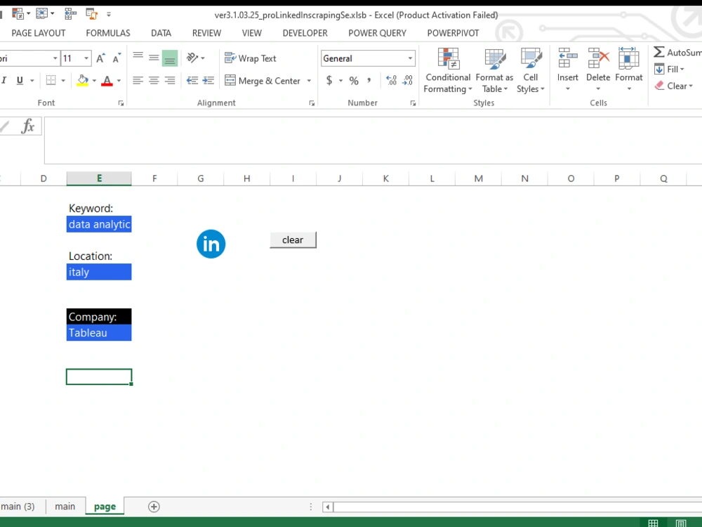 Web scraping from any page with a single click in Excel | Upwork