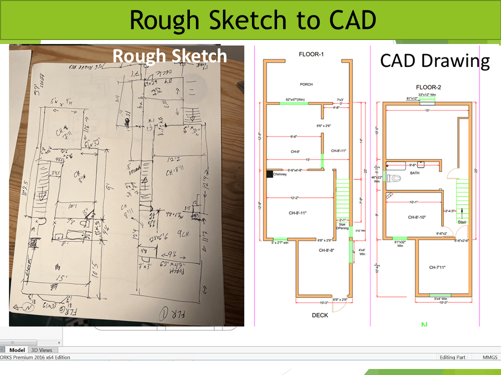 A professional AutoCAD dwg dxf file from any hand draft sketch pdf ...