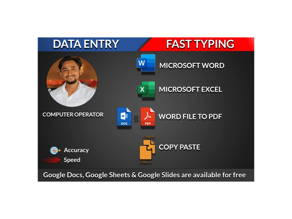 Accurate Data Entry, Typing, Copy-Paste, PDF to Word and Excel conversion. | Upwork