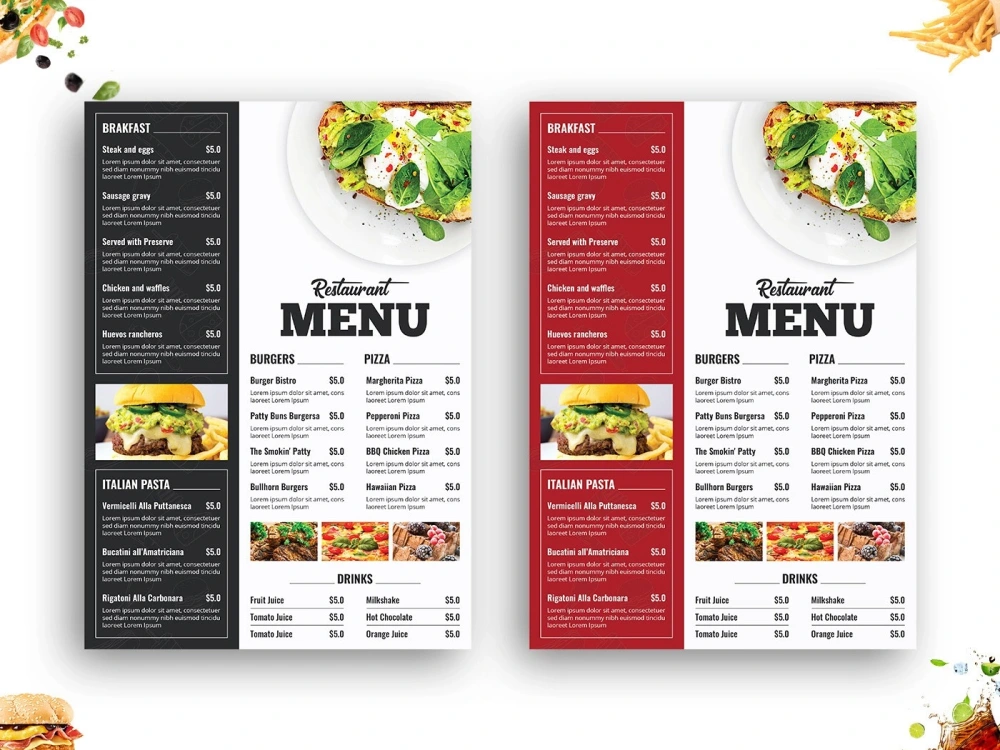 A modern and professional restaurant menu design | Upwork