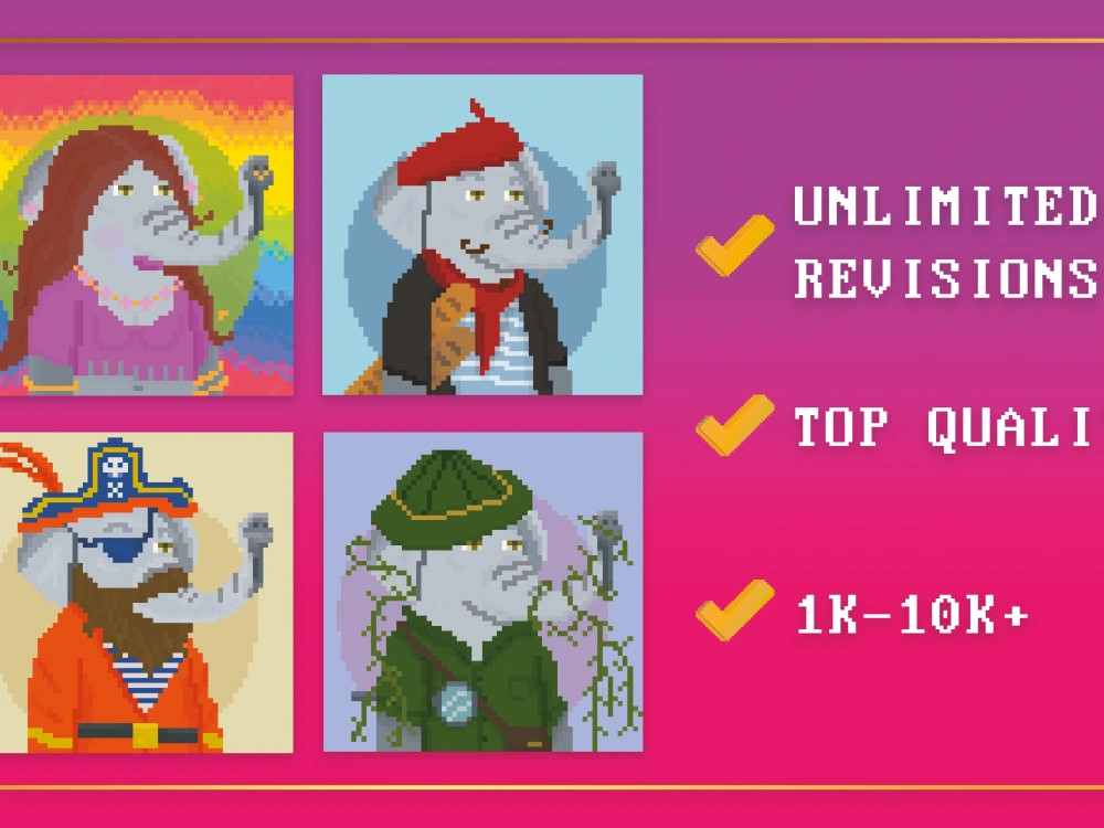 An entire custom nft pixel art collection | Upwork