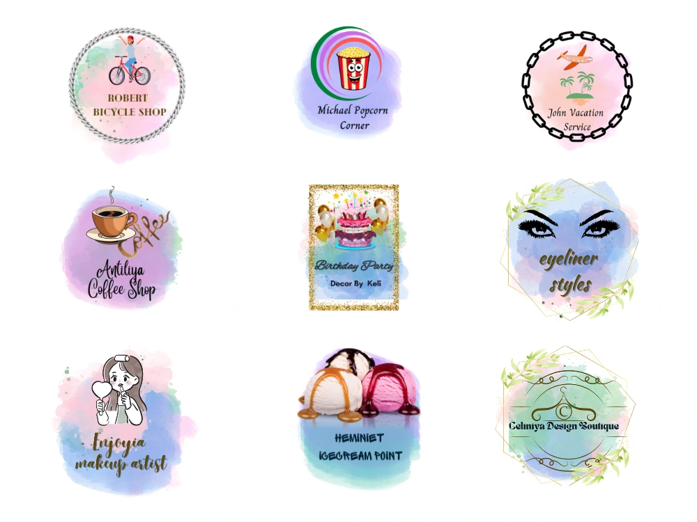 A feminine watercolor hand drawn logo For your business. | Upwork