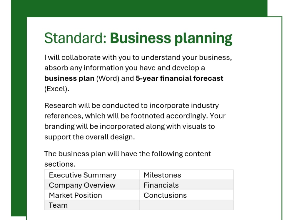 Custom Business Plan & Forecast - 7 core sections - 3 package options ...