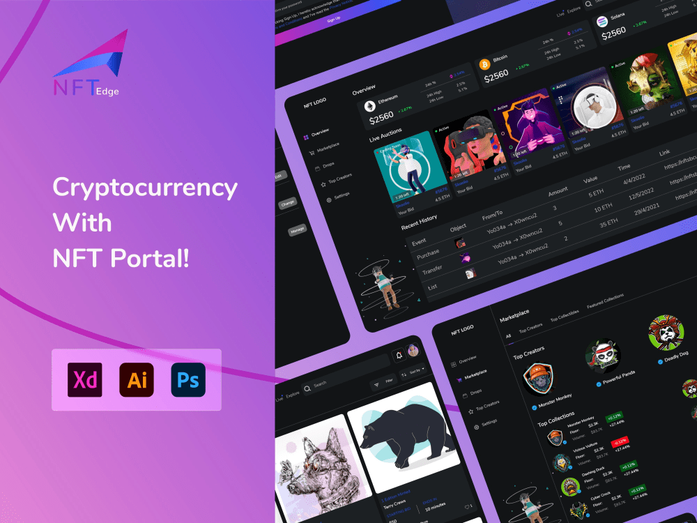 A Modern UI/UX NFT, Crypto Web Design, NFT Landing Page, Crypto Wallet Apps | Upwork