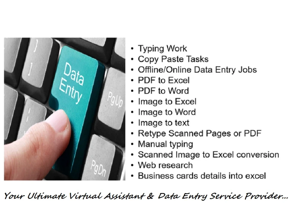Data entry, copy-paste, web research, convert PDF to Word & Excel ...