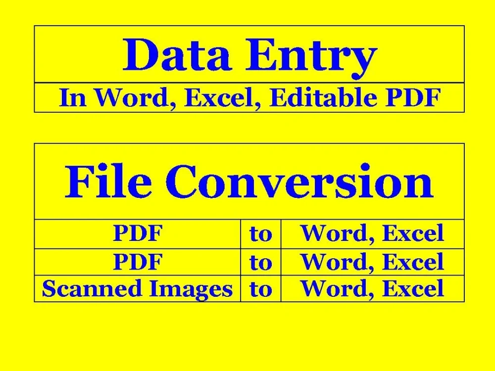 Data Entry, File Conversion from Scanned Images to MS Word, Excel | Upwork