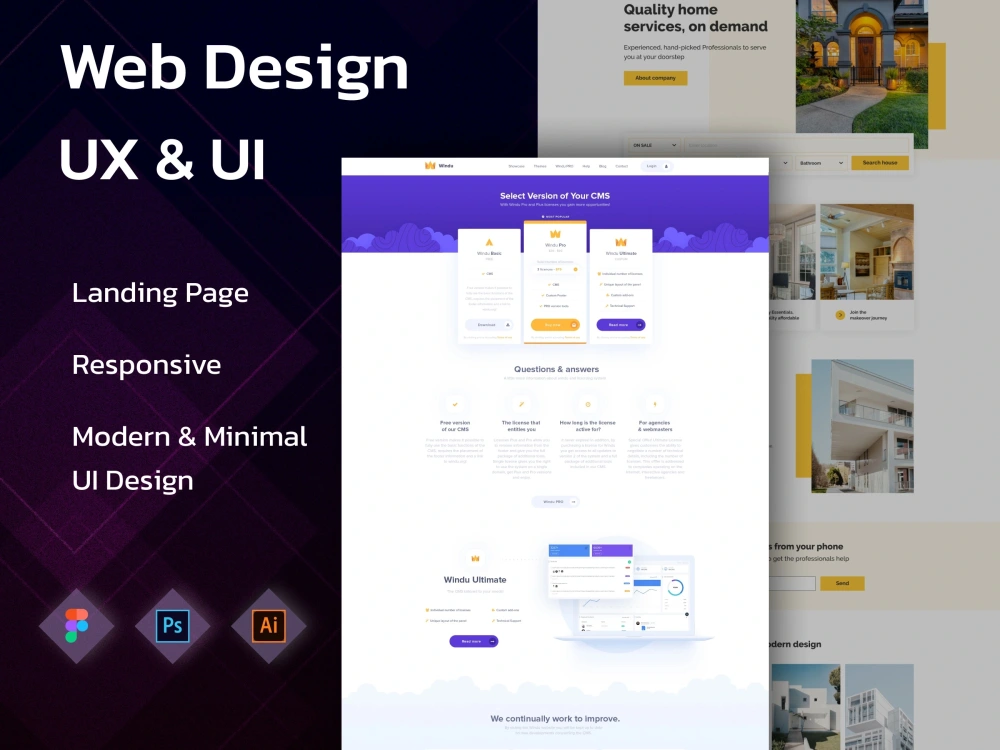 A responsive website UI/UX design, and a landing page UI design in ...