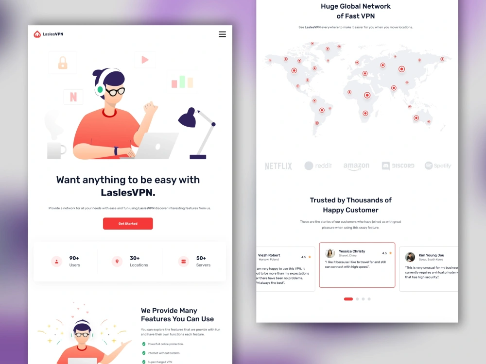 A responsive website UI/UX design, and a landing page UI design in ...
