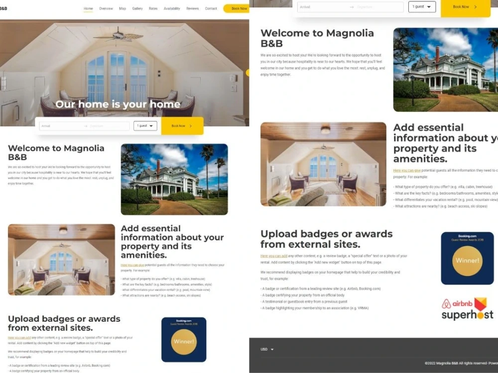 A responsive vacation rental or any service rental website design | Upwork