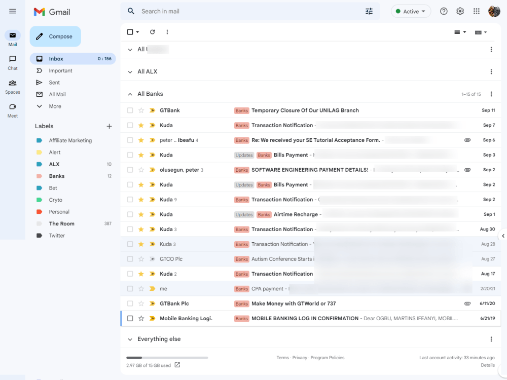 Clean and well-organized Gmail inbox, complete with filters and labels ...