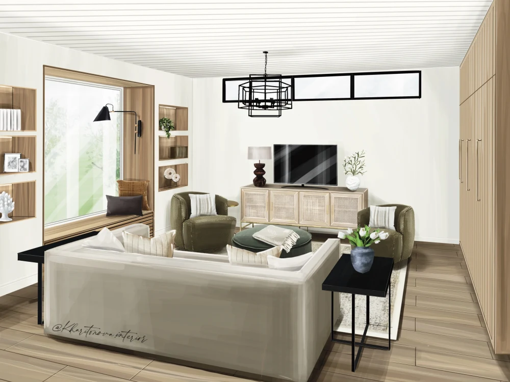 A residential interior concept sketch | Upwork