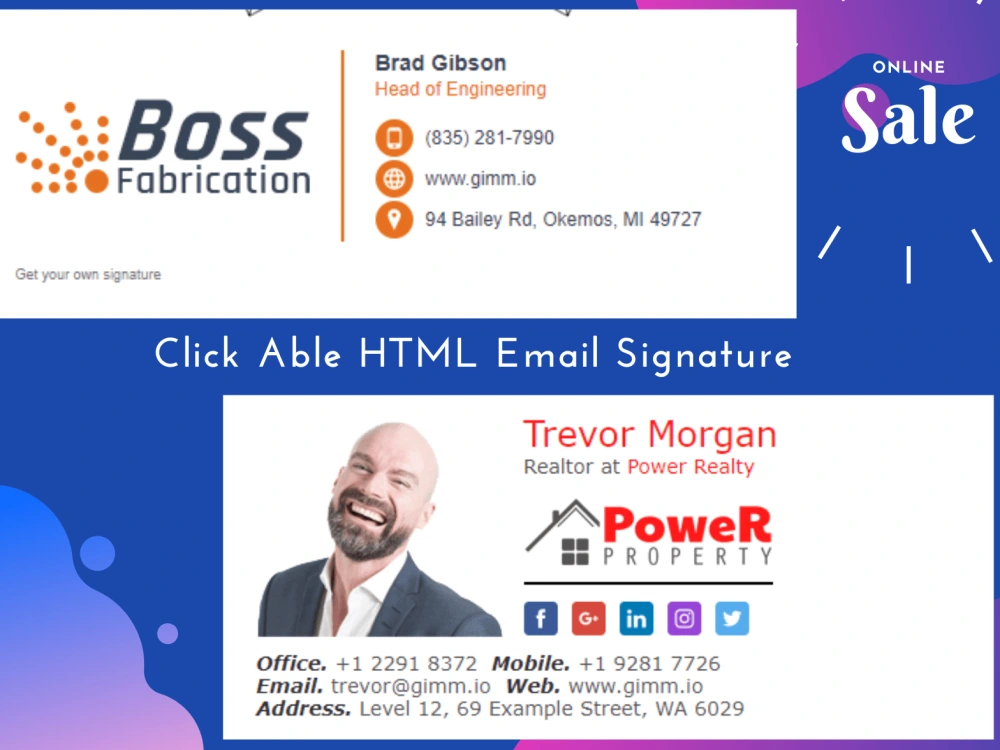 A custom html email signature outlook signature mail signature | Upwork