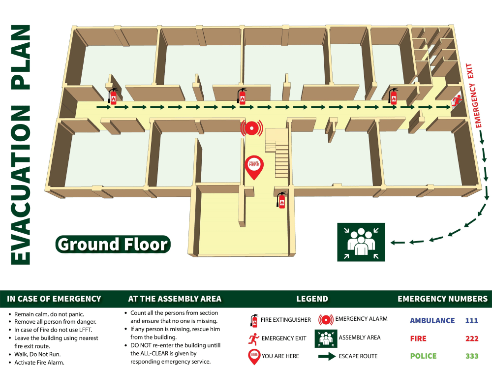 A 3D Emergency Evacuation Plan or Fire Safety Diagram for your floors ...