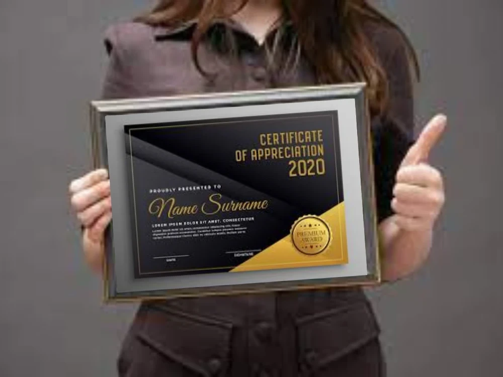 A professional certificate, custom diploma, award or degree certificate ...