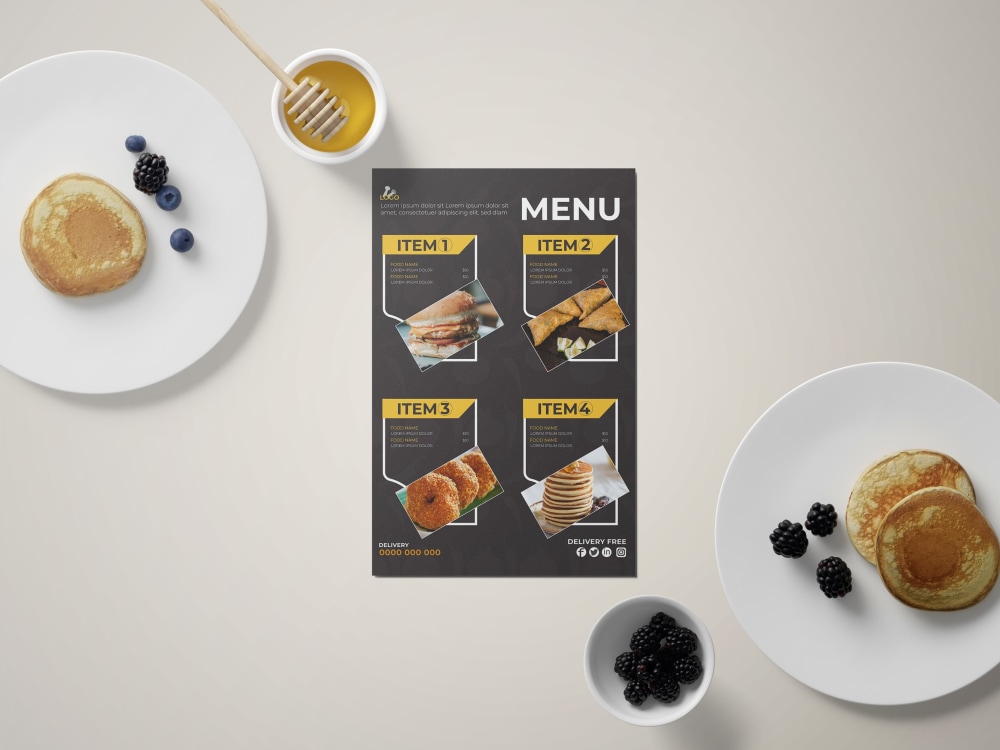 Creative, modern restaurant menu, food menu and print menu design | Upwork
