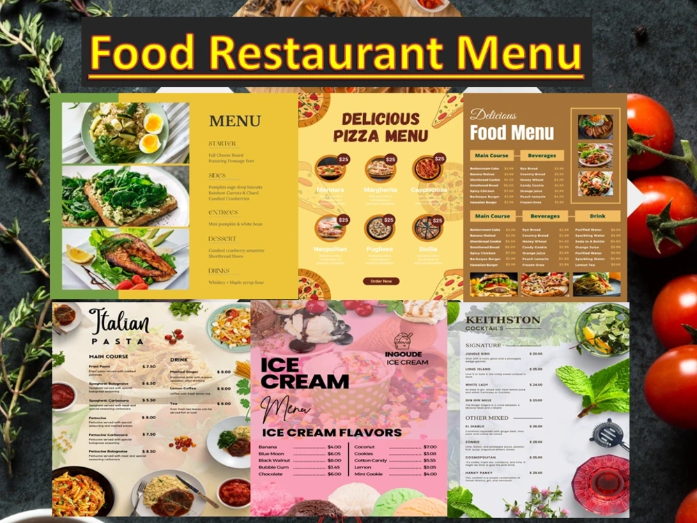Food menu designs for your restaurants ,bars ,pubs and wedding. | Upwork