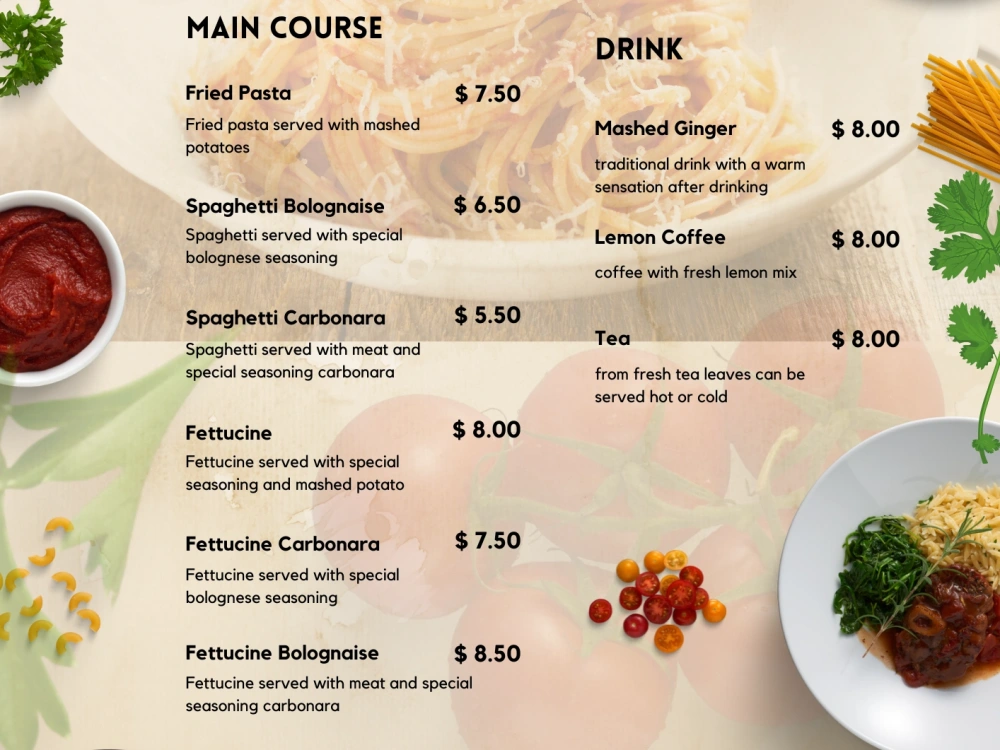 Food menu designs for your restaurants ,bars ,pubs and wedding. | Upwork