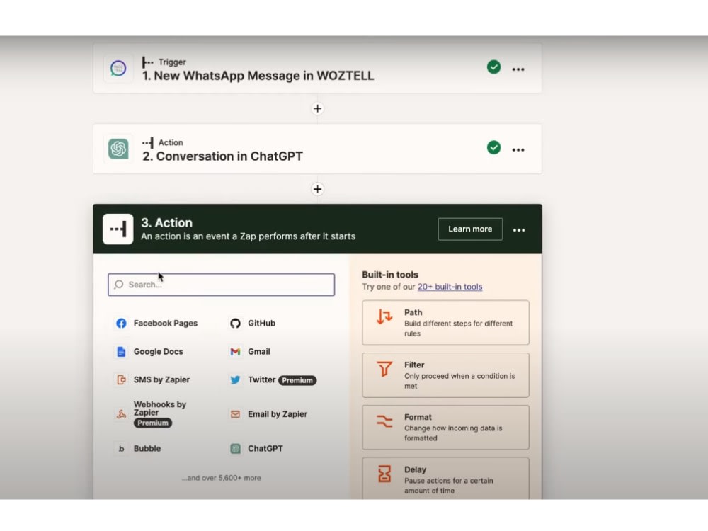 Custom whatsapp and facebook chatbot powered by chatgpt and zapier | Upwork