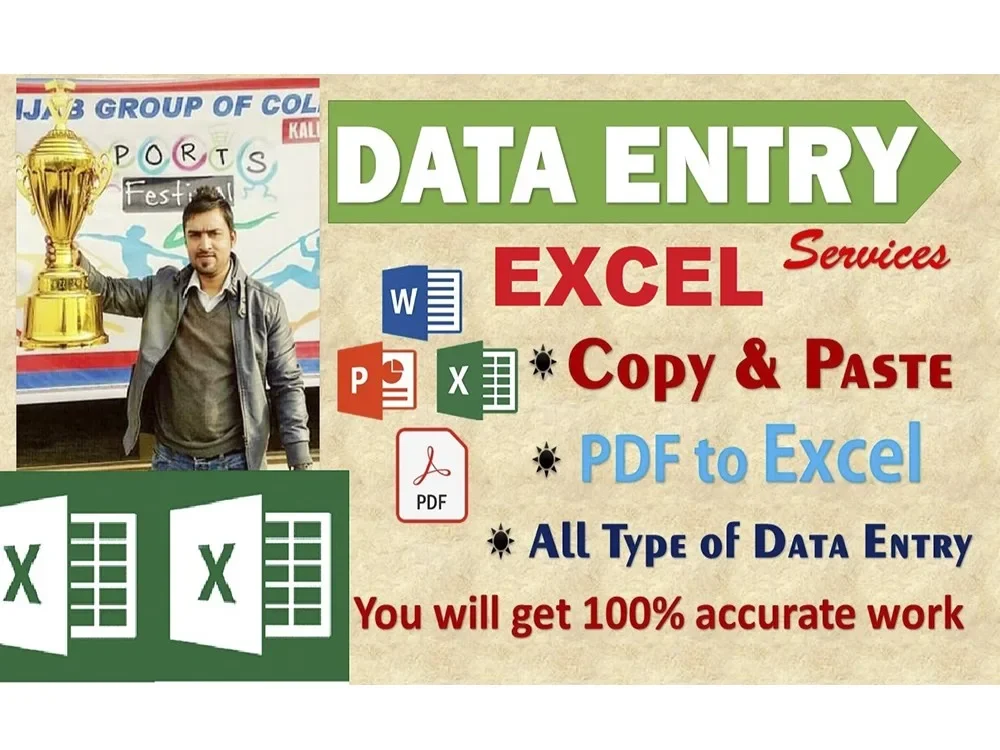 All types of Data entry Services (PDF to MS Excel & word, typing, Excel ...