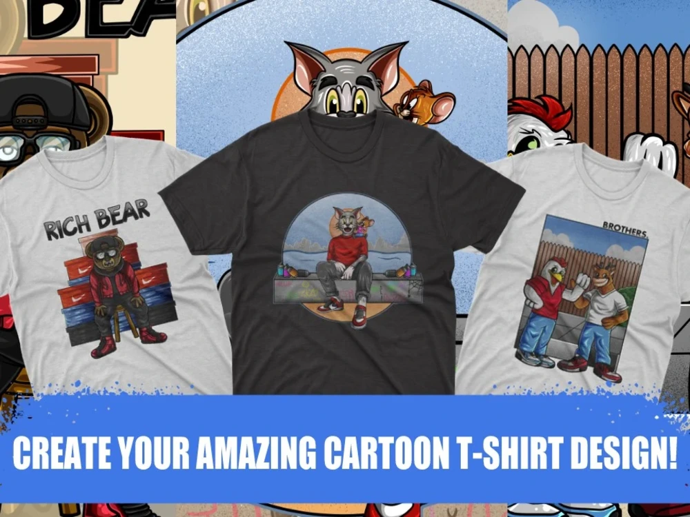 Awesome t shirt design in cartoon style for your merchandise | Upwork