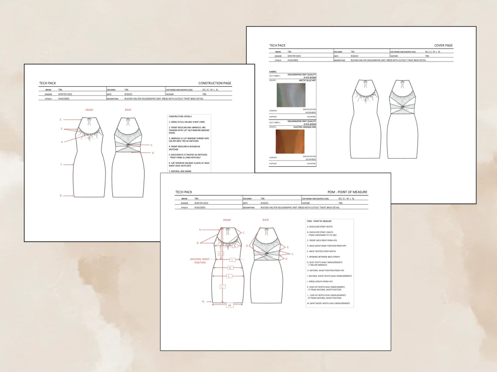 Industry Standard Tech Pack for One Garment - DRESS or JUMPSUIT | Upwork