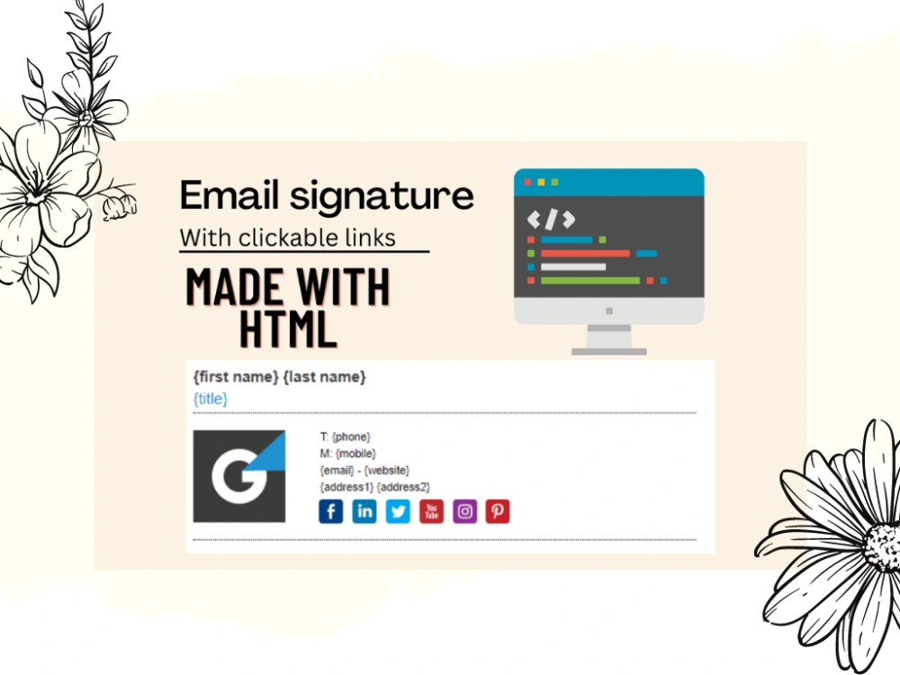Clickable HTML email signature for outlook, gmail, etc | Upwork