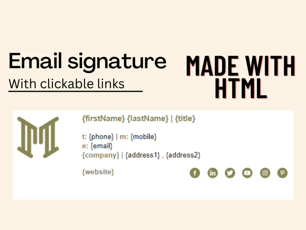 Clickable HTML email signature for outlook, gmail, etc | Upwork