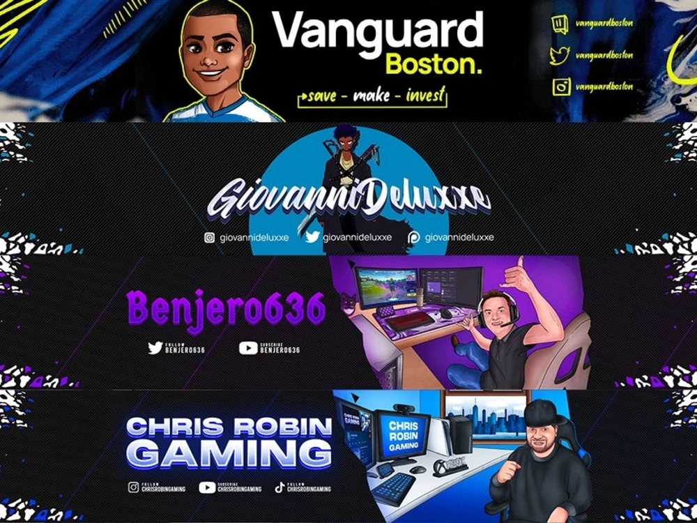 Professional epic YouTube, twitter & twitch banner design and logo | Upwork