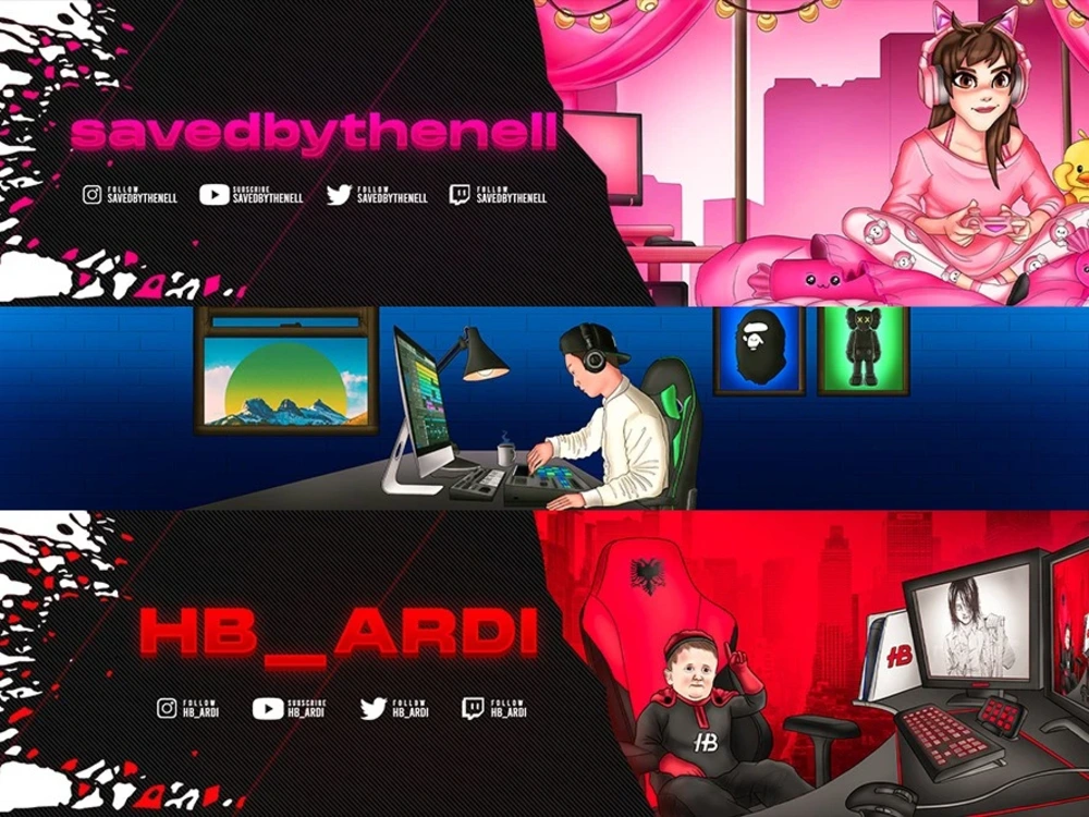 Professional epic YouTube, twitter & twitch banner design and logo | Upwork