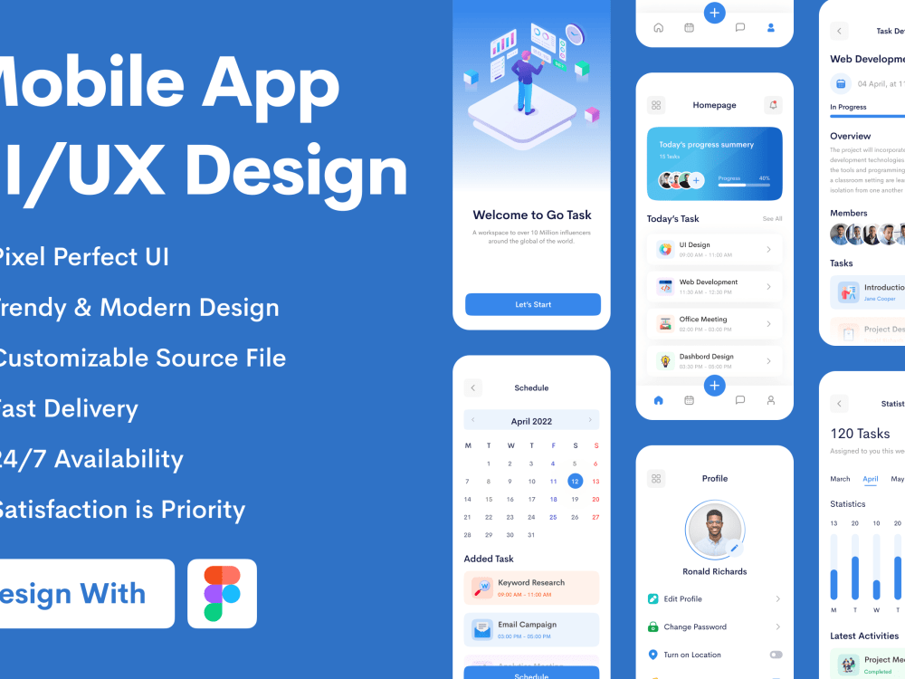 Modern mobile app ui ux design for ios and android by Figma | Upwork