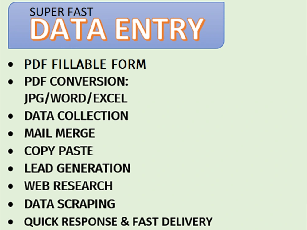 Accurate & Fast Delivery Data Entry, PDF Conversion, Copy Paste | Upwork